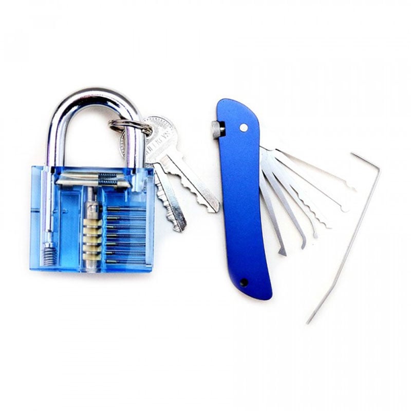 Foldable Lock Pick Set with Transparent Cutaway Inside View PadLock ...